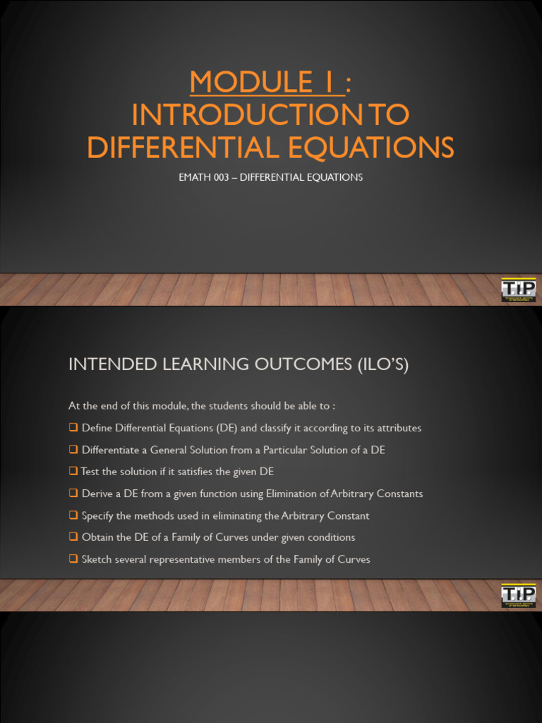 EMATH-003-Module-1-Introduction-to-Differential-Equations | PDF | Equations | Derivative