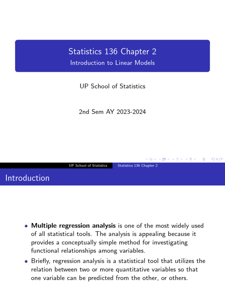 Introduction to Linear Models in Regression | PDF | Regression Analysis ...