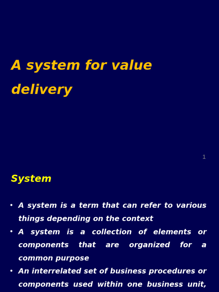 System for Value Delivery Explained | PDF | System | Governance