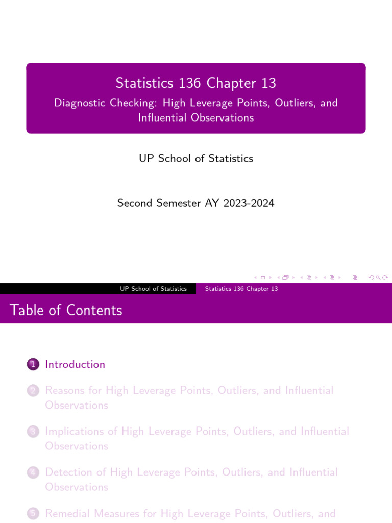 Stat 136 Chapter 13 Outliers and Influential Observations | PDF | Outlier | Errors And Residuals