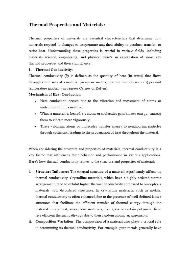 Thermal Properties and Materials | PDF | Heat | Thermal Expansion
