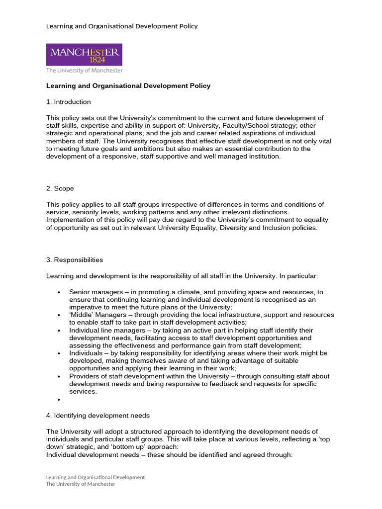 University Staff Development Policy | PDF | Organization Development ...