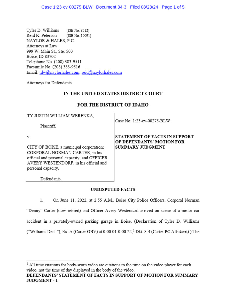 Justin Werenka V Idaho Doc 34 | PDF | Discovery (Law) | Justice