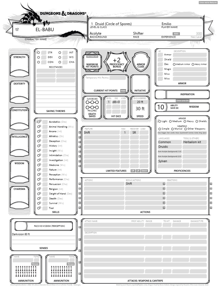 MPMB's Character Record Sheet (v13.2.3) (Printer Friendly - Redesign) | PDF | Gary Gygax Games ...