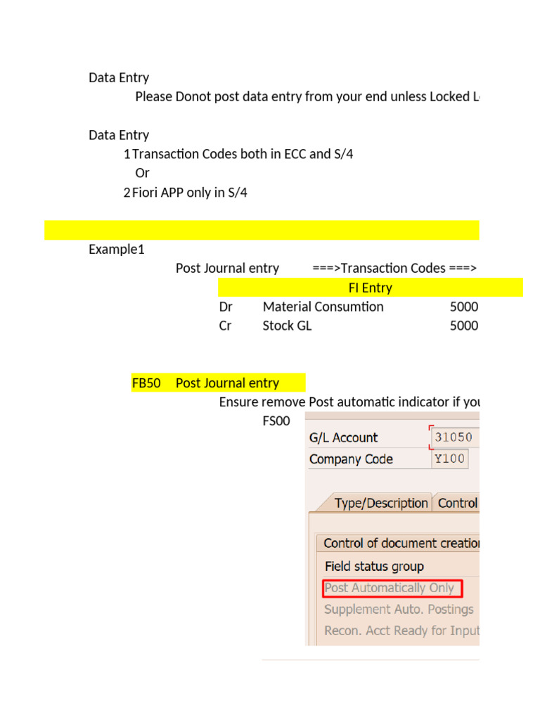SAP FI Data Entry Guidelines | PDF | Debits And Credits | Invoice