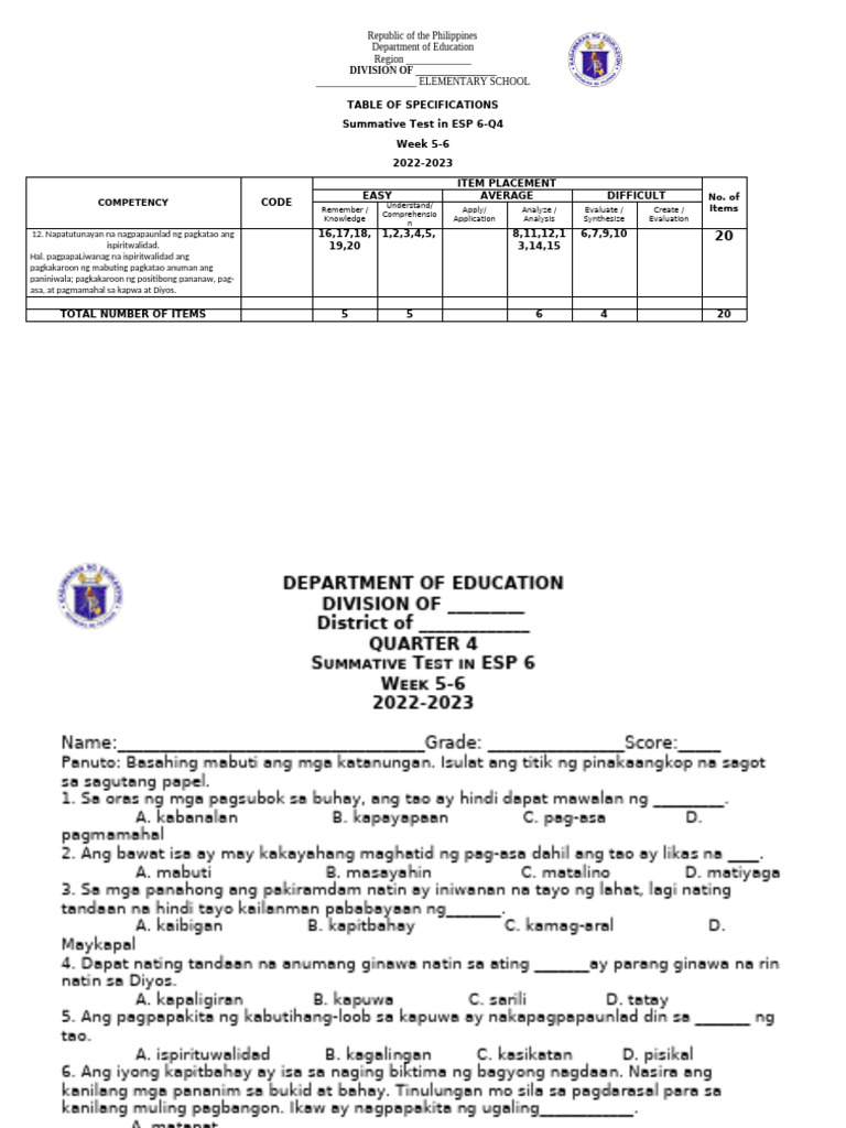 ST3 - Esp 6 - Q4 | PDF