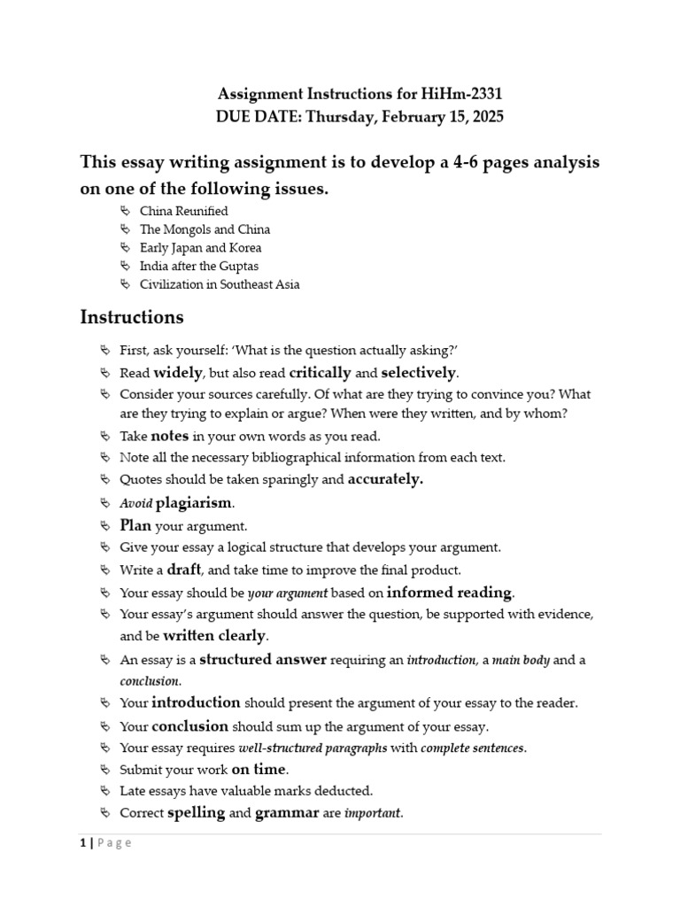 Assignment Instructions For Hist2331 | PDF | Essays | Argument
