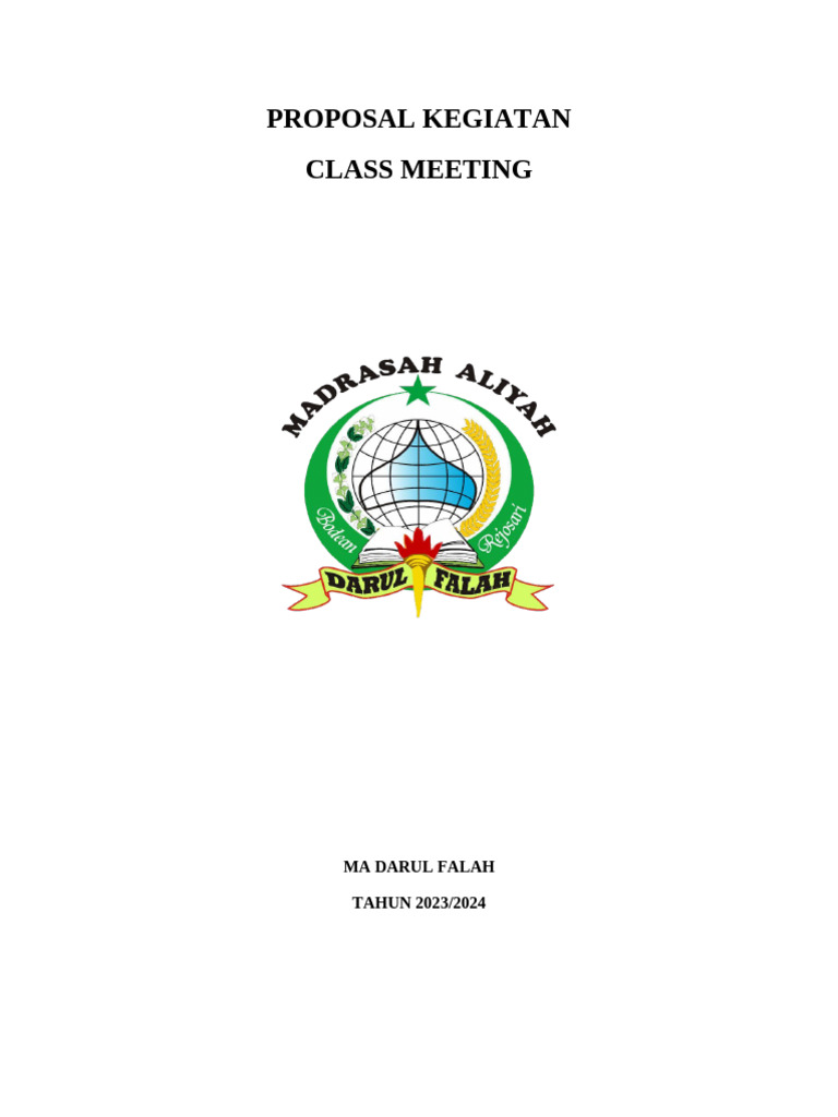 Proposal Classmeet 2024 Ma Darul Falah | PDF
