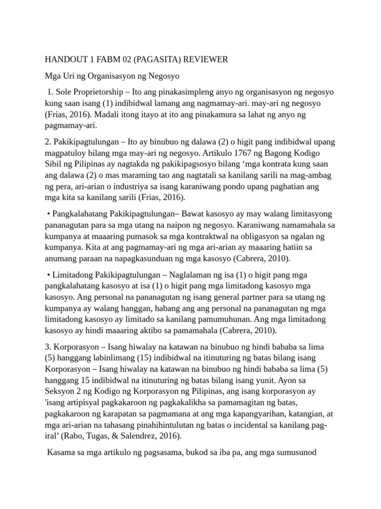 HANDOUT 1 FABM 02 | PDF