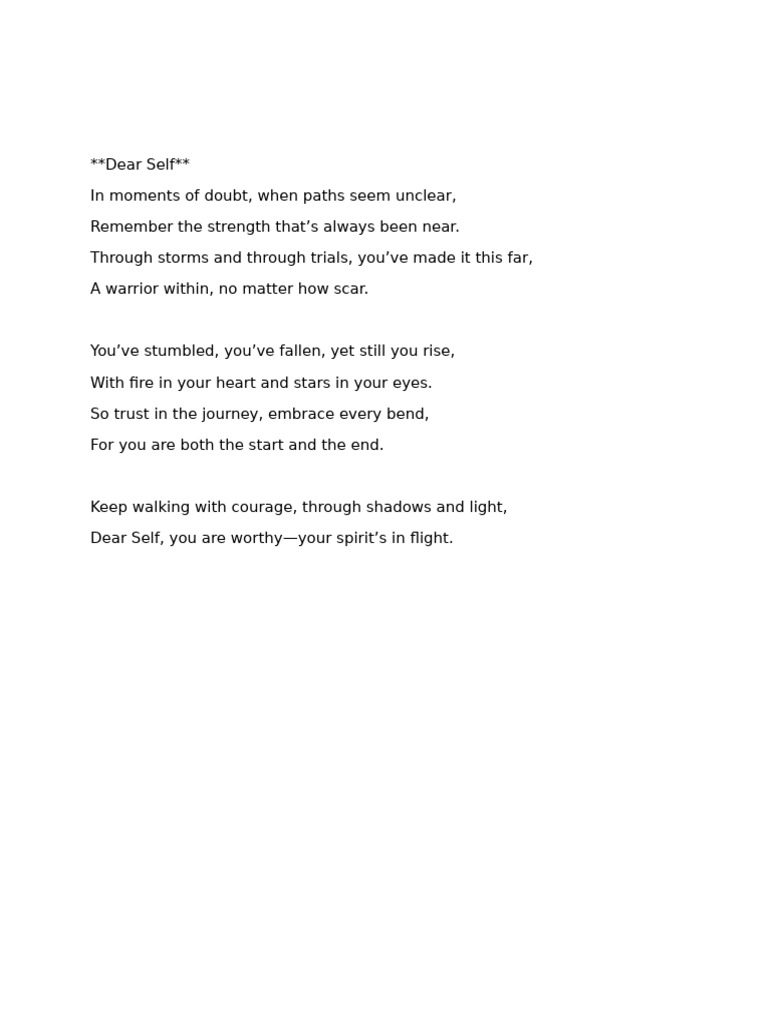 Dear Self Poem | PDF