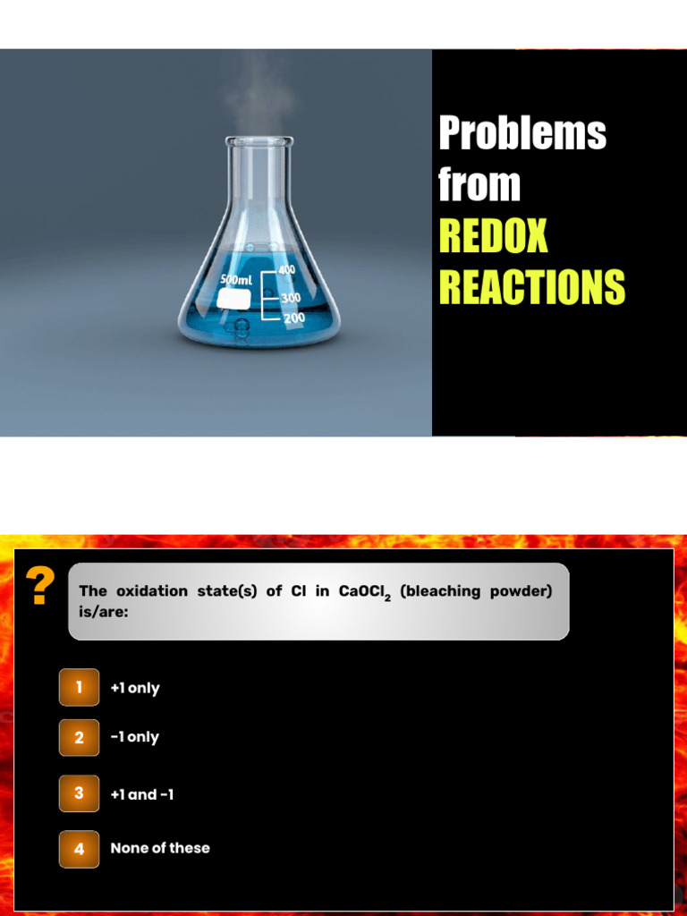 Redox Reactions - Problem Based Questions PDF | PDF | Redox | Chemical ...