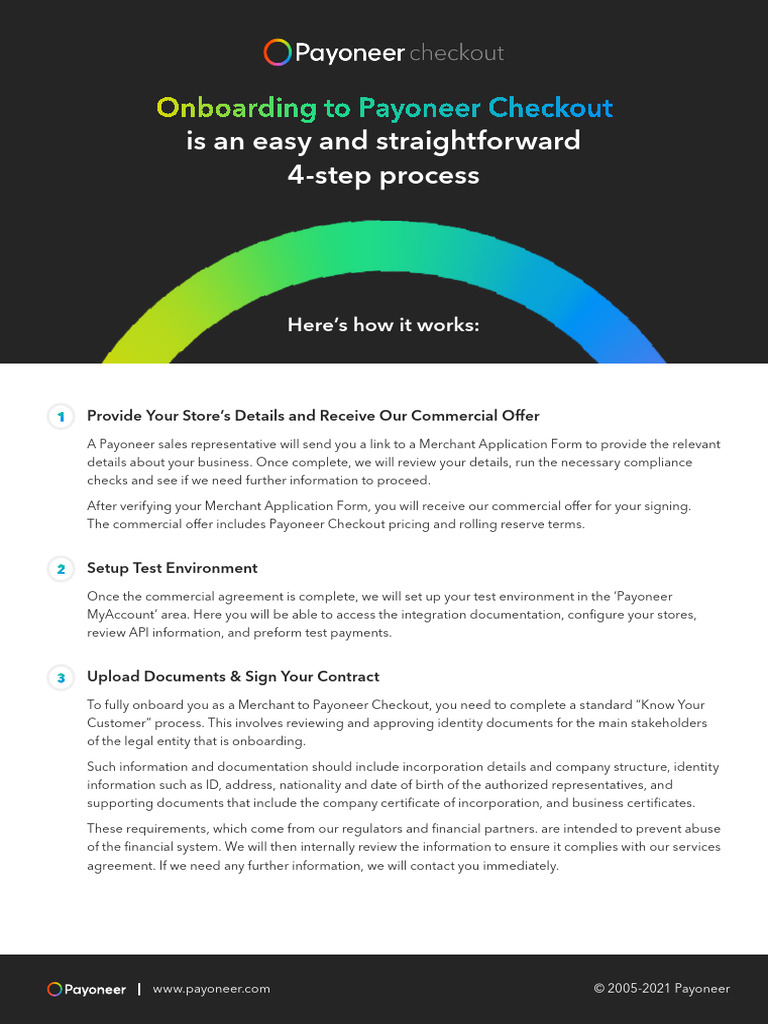 Payoneer Checkout Onboarding Guide | PDF | Point Of Sale | Business