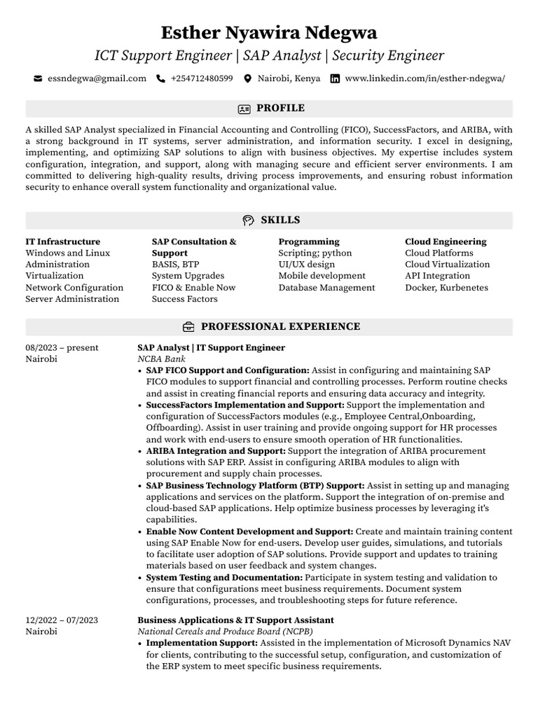 Ndegwa Esther Nyawira - CV | PDF | Cloud Computing | Computing