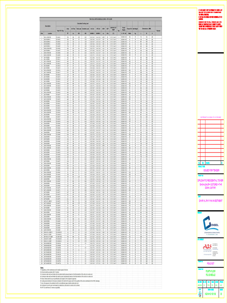 Aqs-M-Ac-1001 08 Fourth Floor Fcu Schedule-Fourth Floor Fcu Schedule | PDF