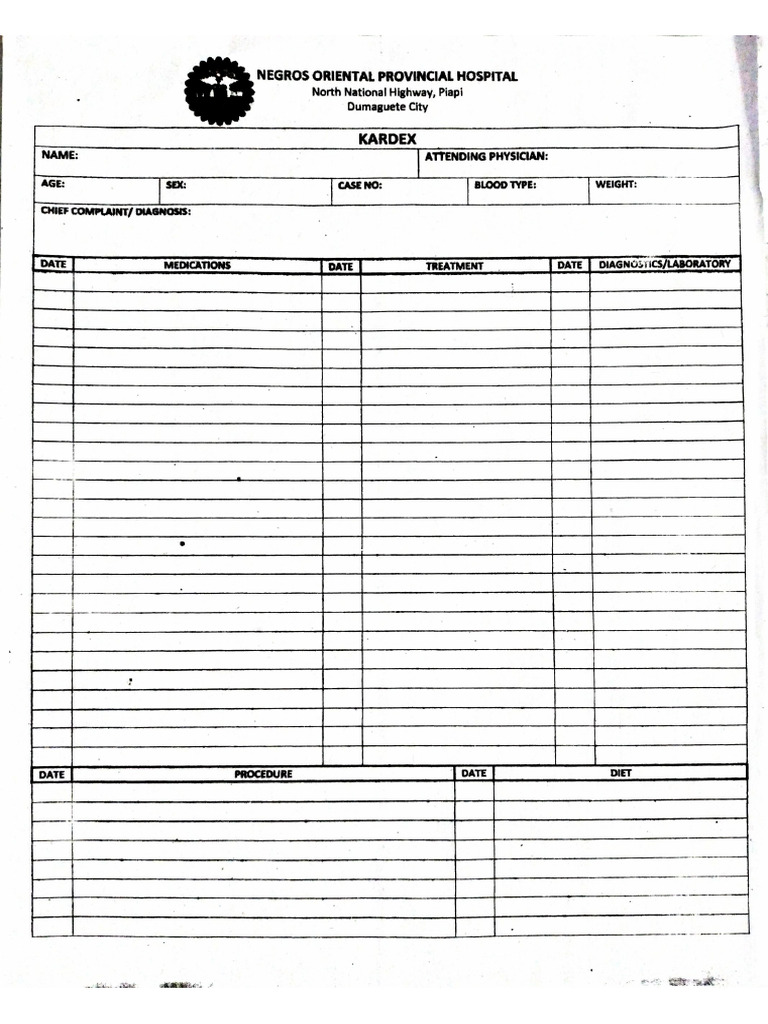 KARDEX-SURGERY FORM | PDF