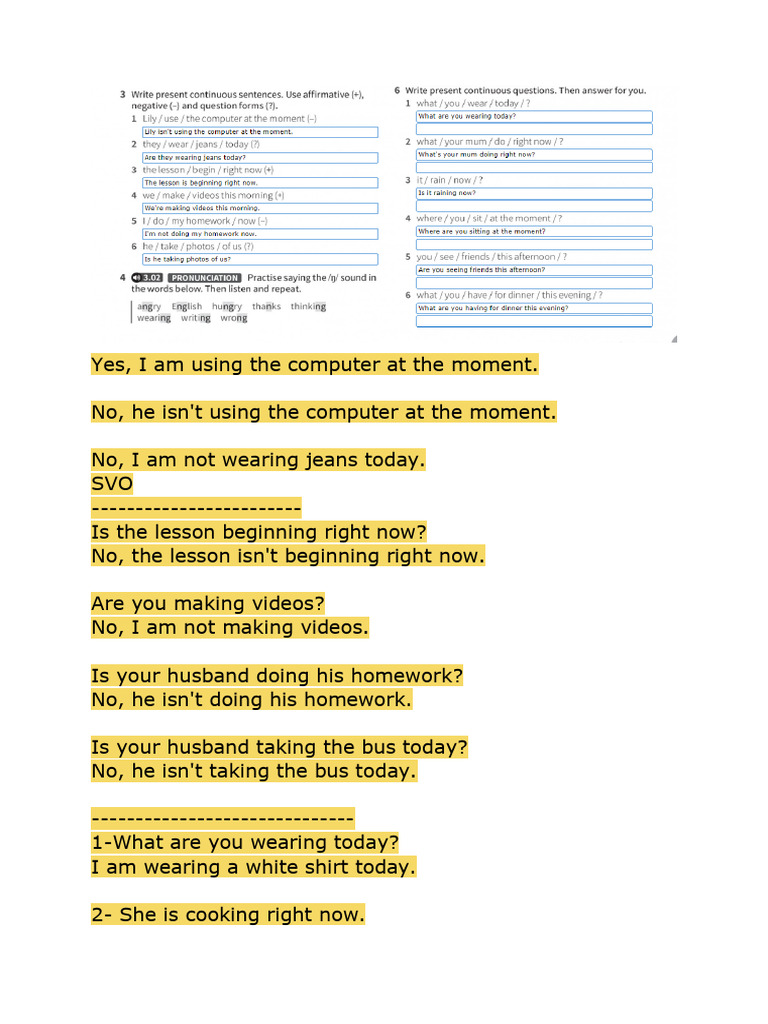 Yasemin17 - Clothes - Present Continuous | PDF