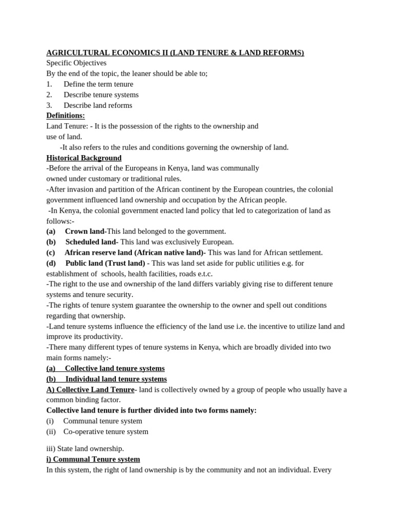 land tenure _ reform | PDF | Leasehold Estate | Landlord