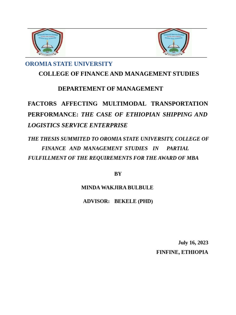 MBA Final Thesis | PDF | Transport | Cargo