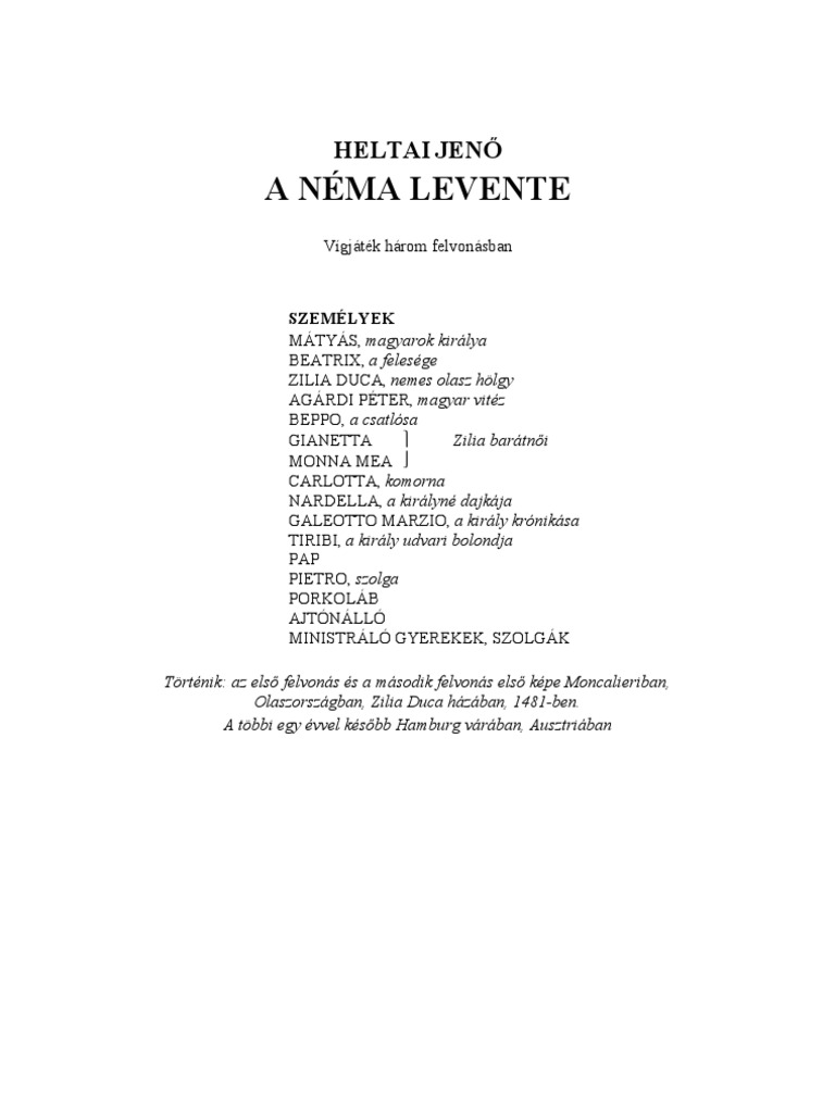 Heltai Jenő - A Néma Levente | PDF