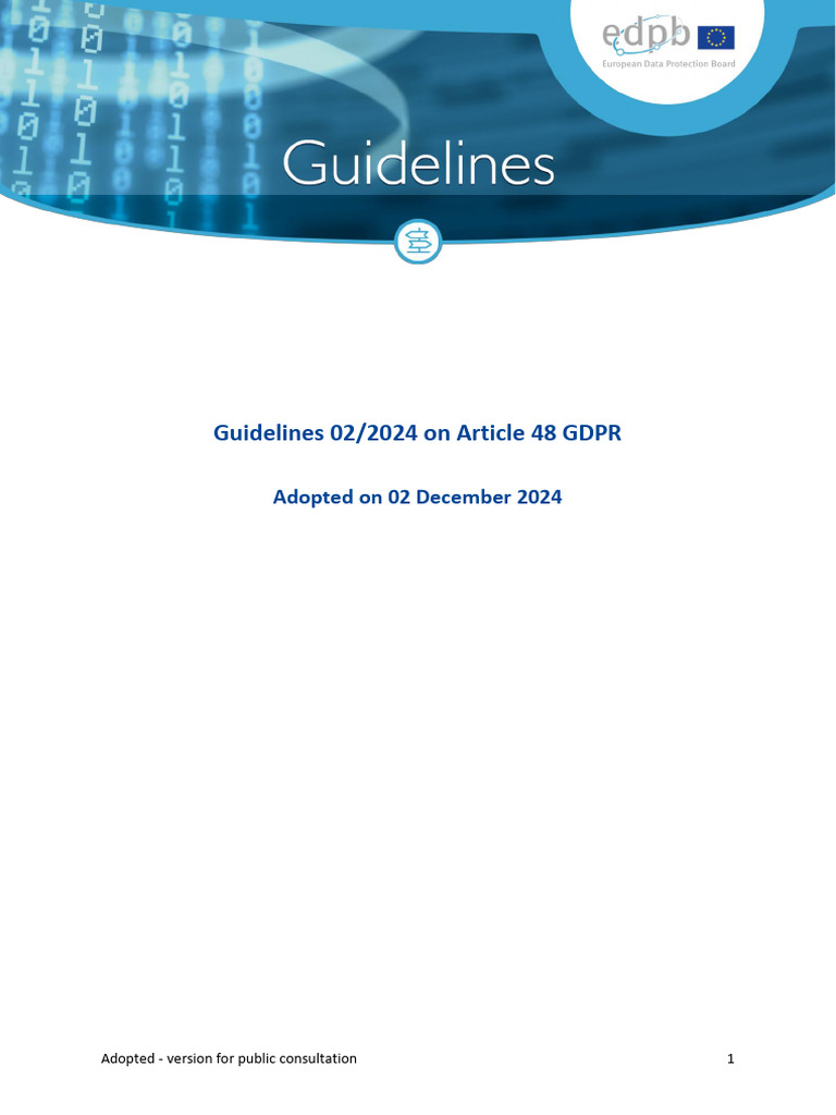 Guidelines on Article 48 GDPR Compliance | PDF | Treaty | European Union