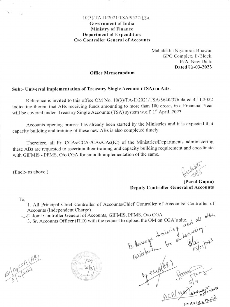 Universal Implementation of Treasury Single Account (TSA) in ABs | PDF