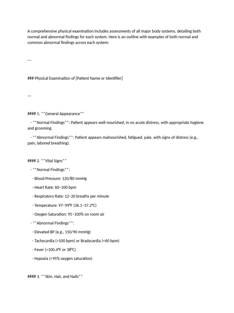 Comprehensive Physical Examination Guide | PDF | Medicine | Medical ...