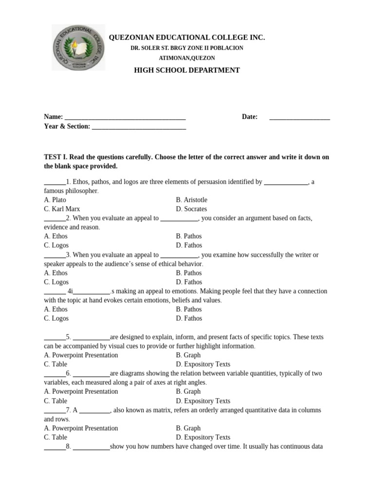 TOS Questionnaire Sample | PDF | Logos
