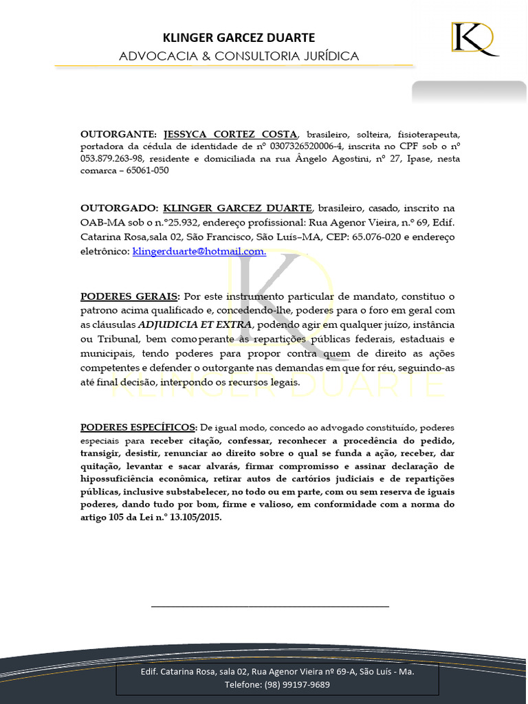 Procuração Jessyca Cortez | PDF