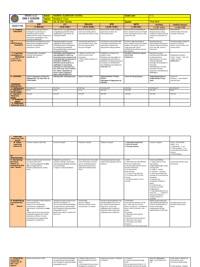 G2 DLL Q4 WEEK 1 ALL SUBJECTS DAY 1 | PDF