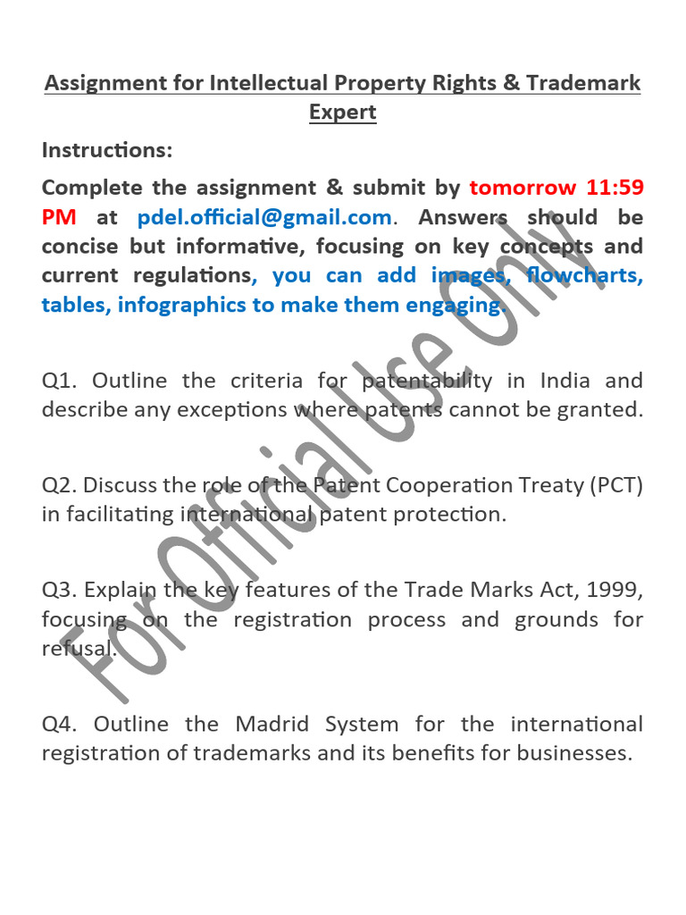 Assignment For IPR & Trademark | PDF