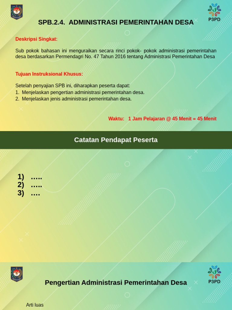 Pb.2.5 Administrasi Pemerintahan Desa | PDF