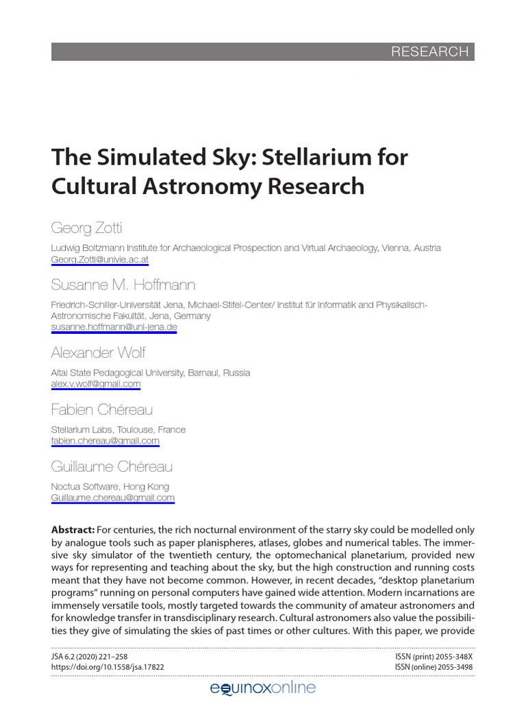 Stellarium in Cultural Astronomy Research | PDF | Sunset | Astronomy