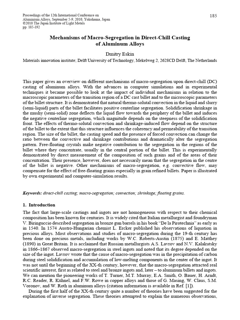 Macro Segregaton | PDF | Liquids | Ingot
