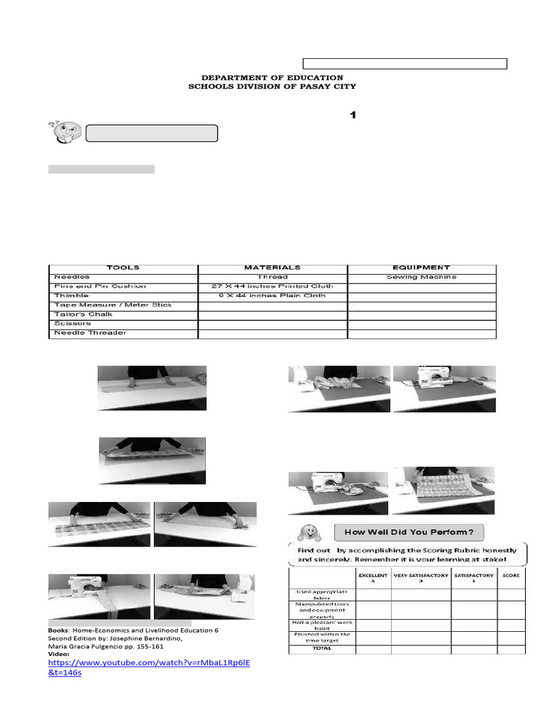 Q3-Week 4-HE | PDF | Rubric (Academic) | Sewing