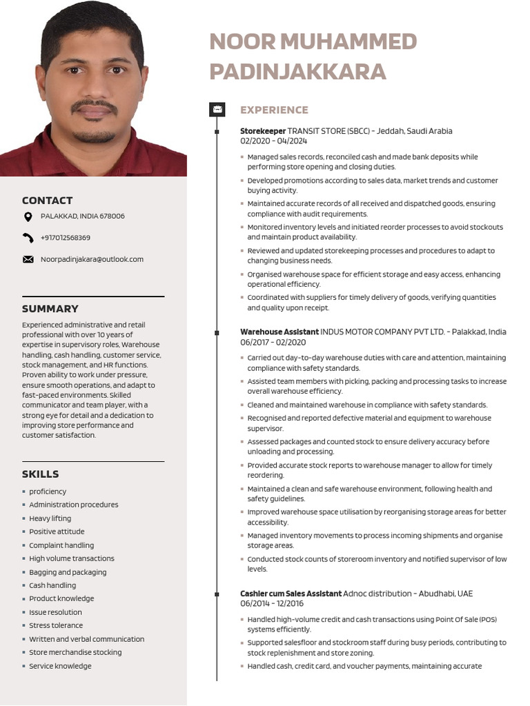 CV_1 (2) | PDF | Warehouse | Point Of Sale