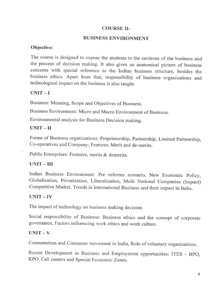 Business Environment Syllabus | PDF