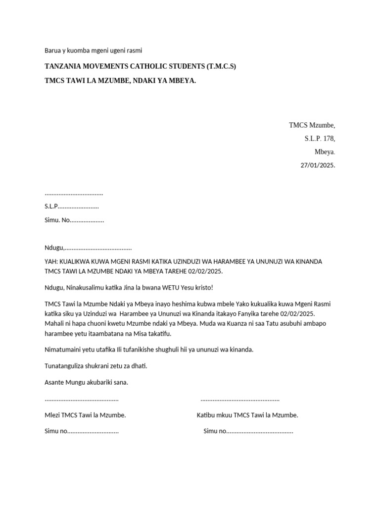 Barua y Kuomba-WPS Office | PDF