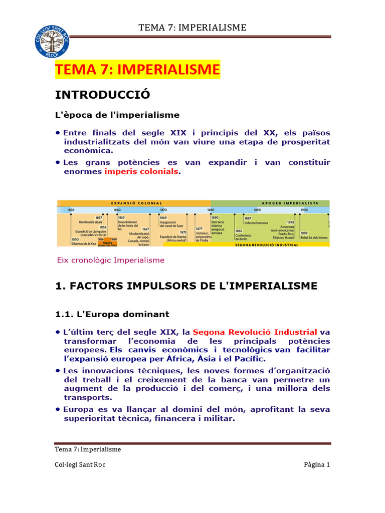 APUNTS TEMA 7a. Imperialisme | PDF