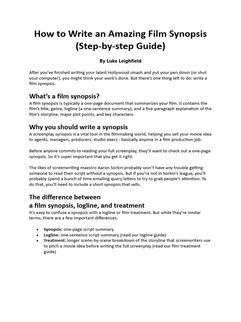 How to Write a Film Synopsis | PDF | Screenplay
