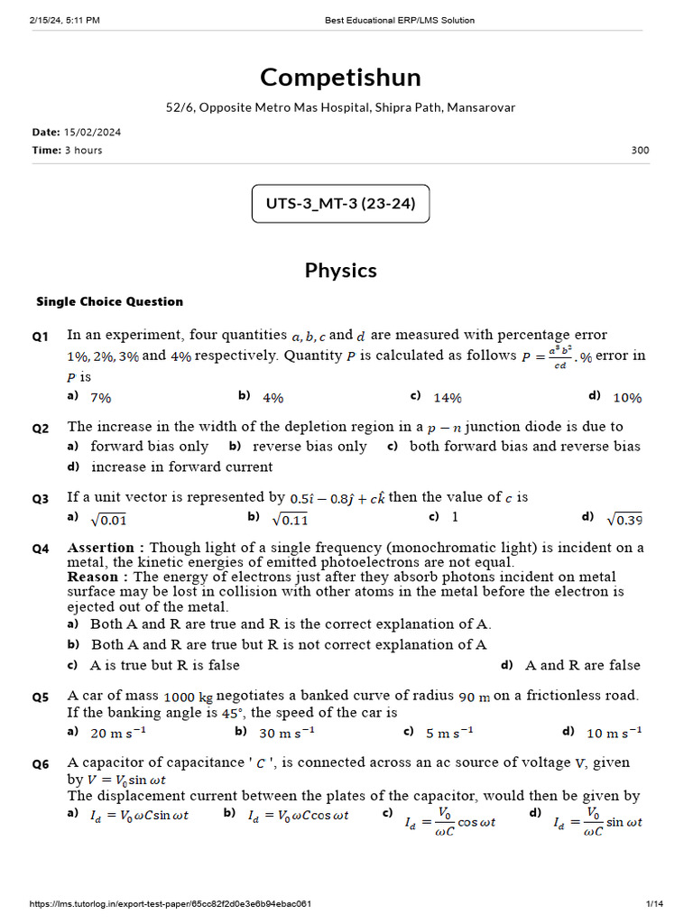 UTS - 3 MT-03 (23-24) | PDF | Acid | P–N Junction