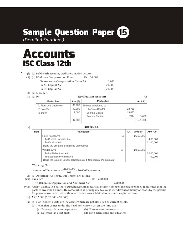 ISC I Succeed Accounts SQP 15 | PDF | Equity (Finance) | Debits And Credits