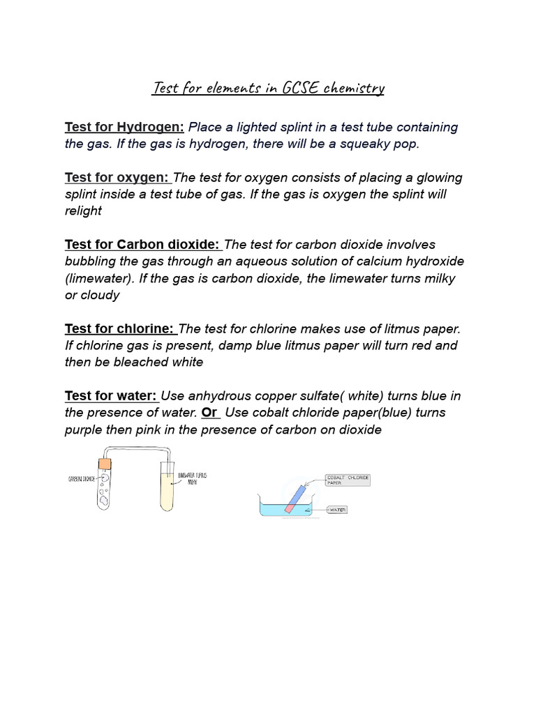 GCSE Chemistry Gas Tests Guide | PDF