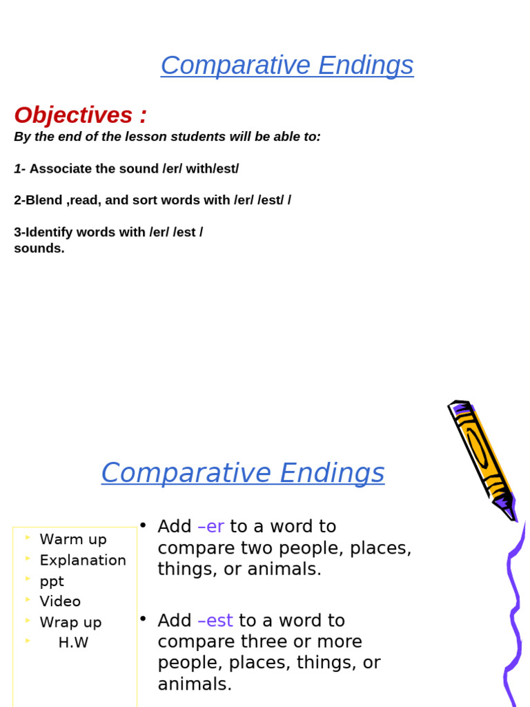 Comparative Endings Er Est and - Dge Sound | PDF
