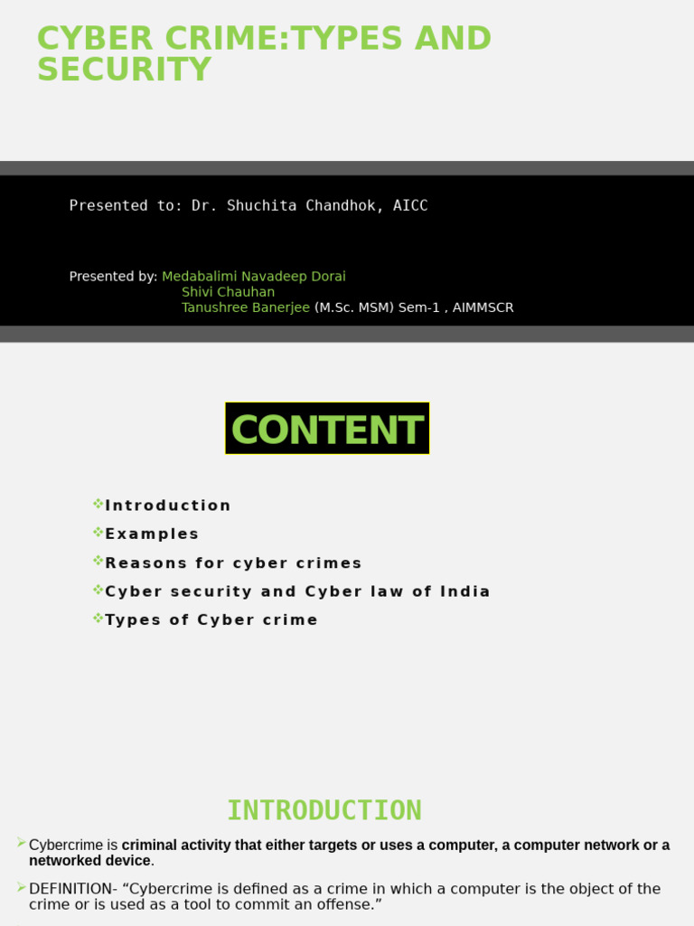 BC613 Cyber Crime PPT | PDF | Cybercrime | Malware