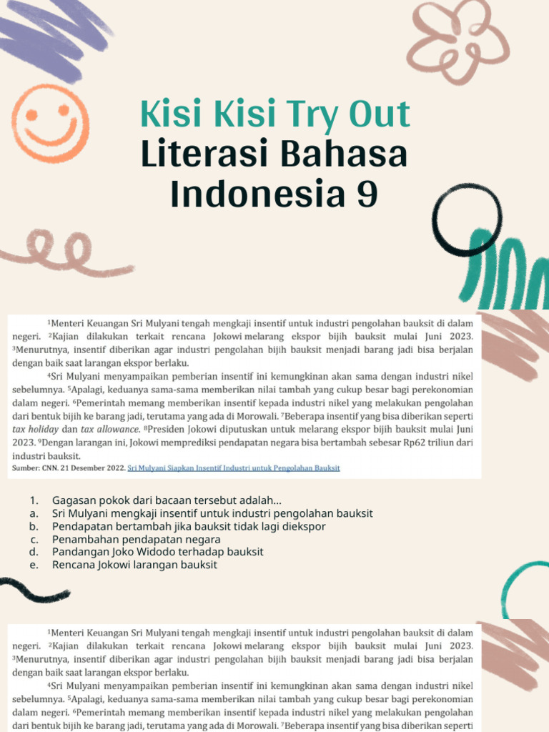 Kisi Kisi TO Literasi Bahasa Indonesia | PDF
