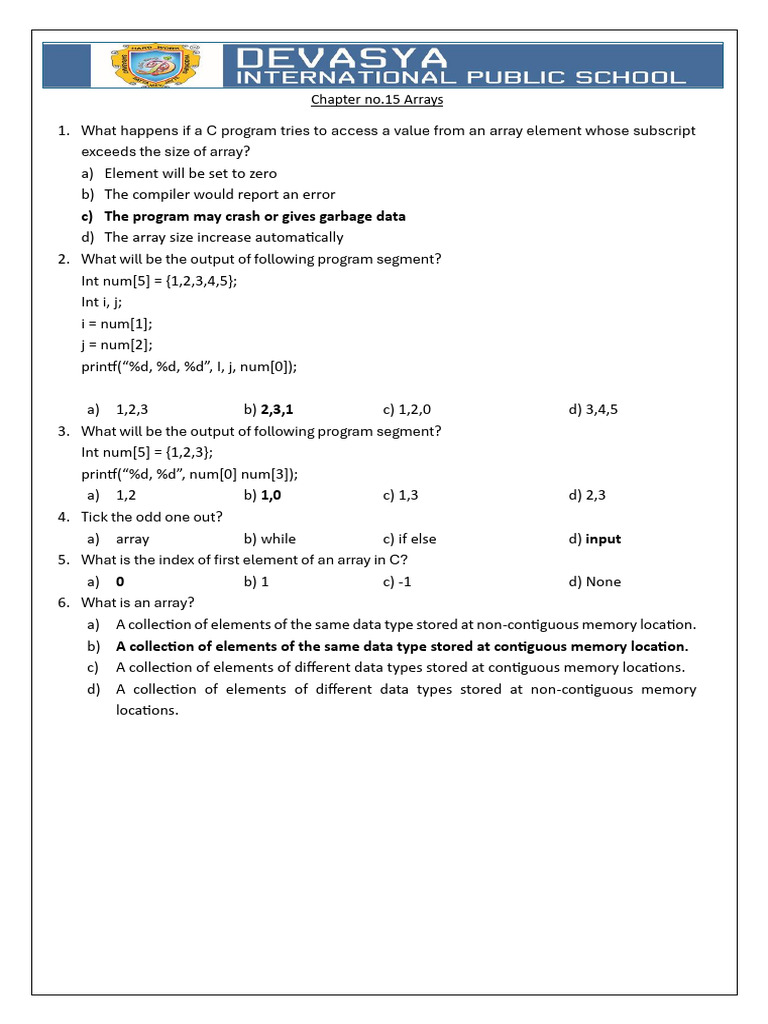 STD 10th CH 15 Arrays | PDF