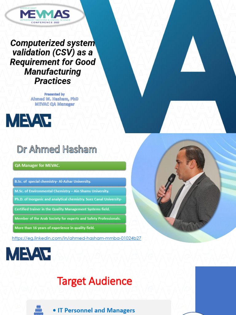 D3 S5 Computerized System Validation CSV As A Requirement For Good Manufacturing Practices GMP ...