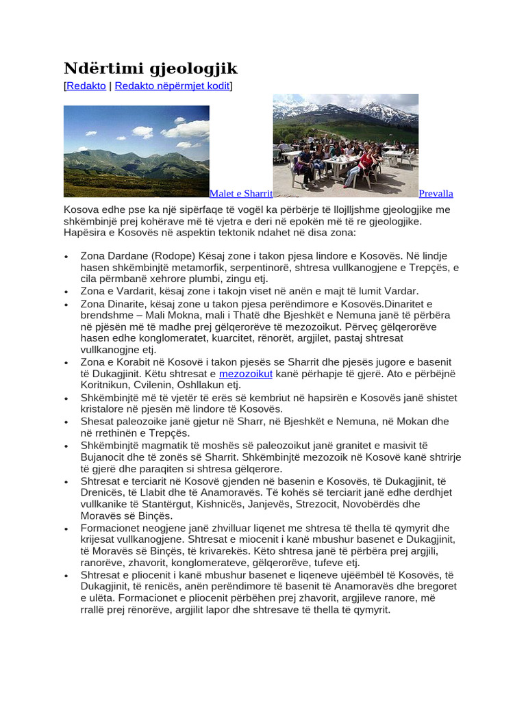 Ndertimi Gjologjik I Kosoves | PDF