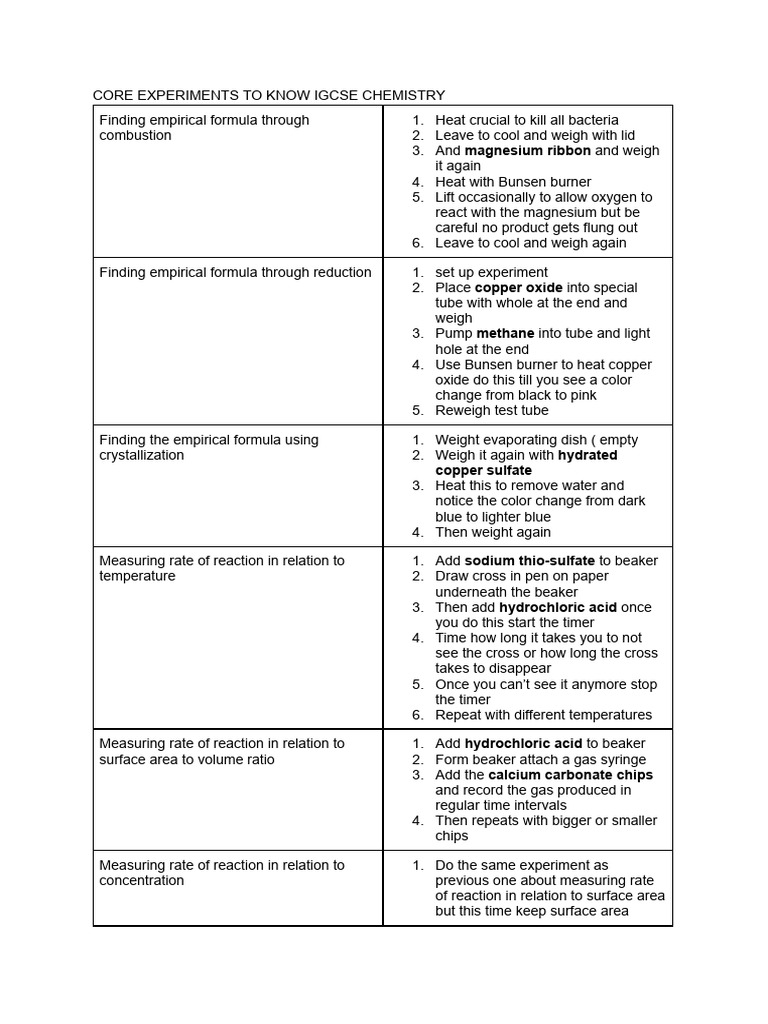 Essential IGCSE Chemistry Practicals | PDF | Oxide | Boiling