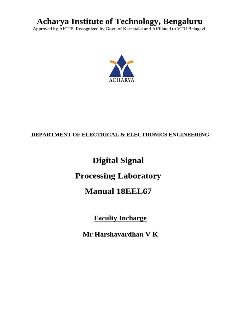 18EEL67 - Digital SignalProcessing LabManual PDF | PDF | Discrete ...